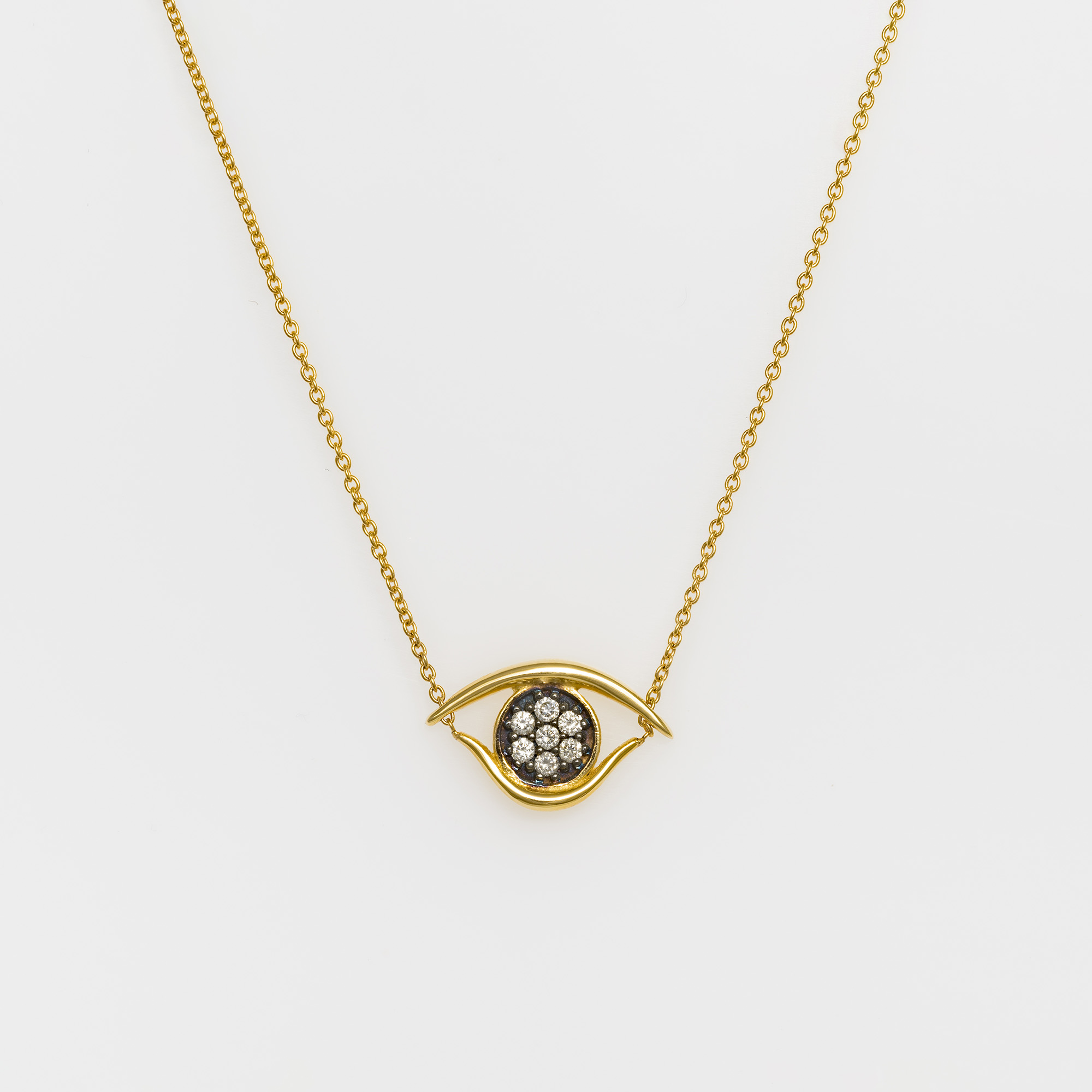 Evil eye pendant in yellow gold and diamonds | KORI Shop